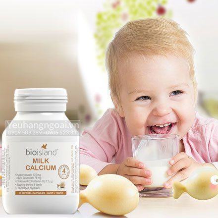 Viên uống bổ sung canxi cho bé - Milk Calcium Bio Island hộp 90 viên của Úc